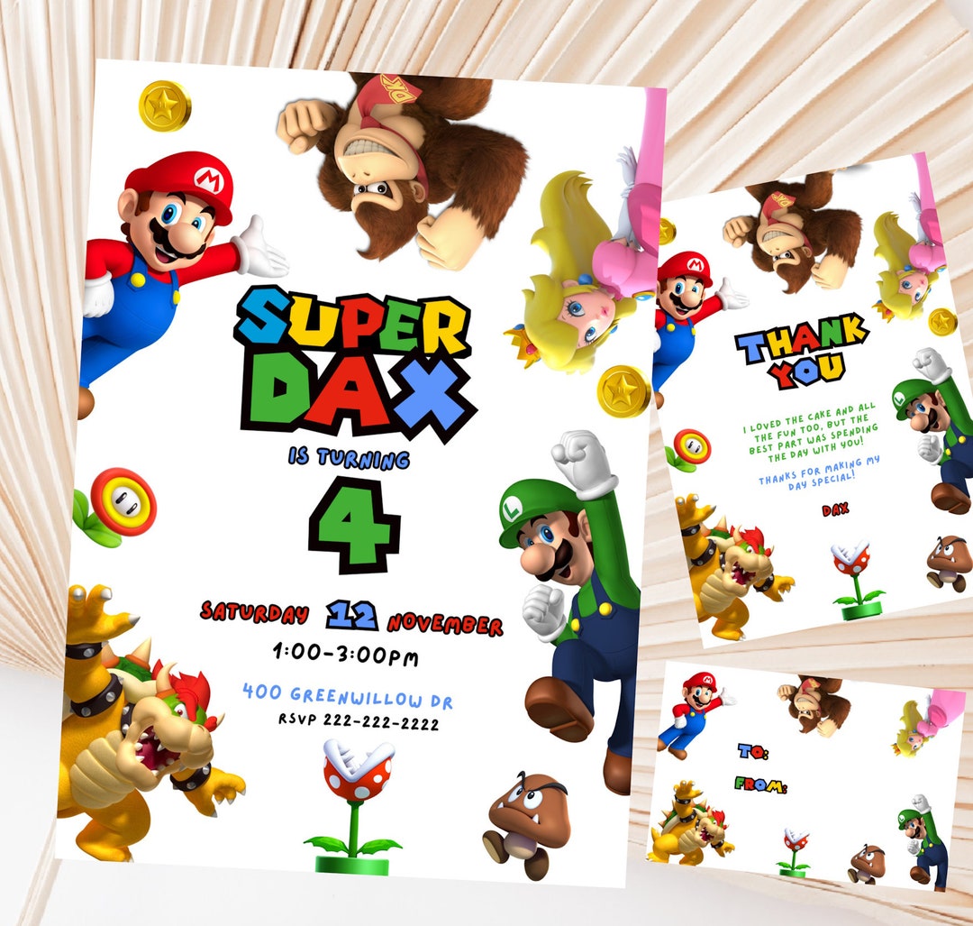 Editable Super Mario Invitation Mario Birthday Invitation - Etsy Australia