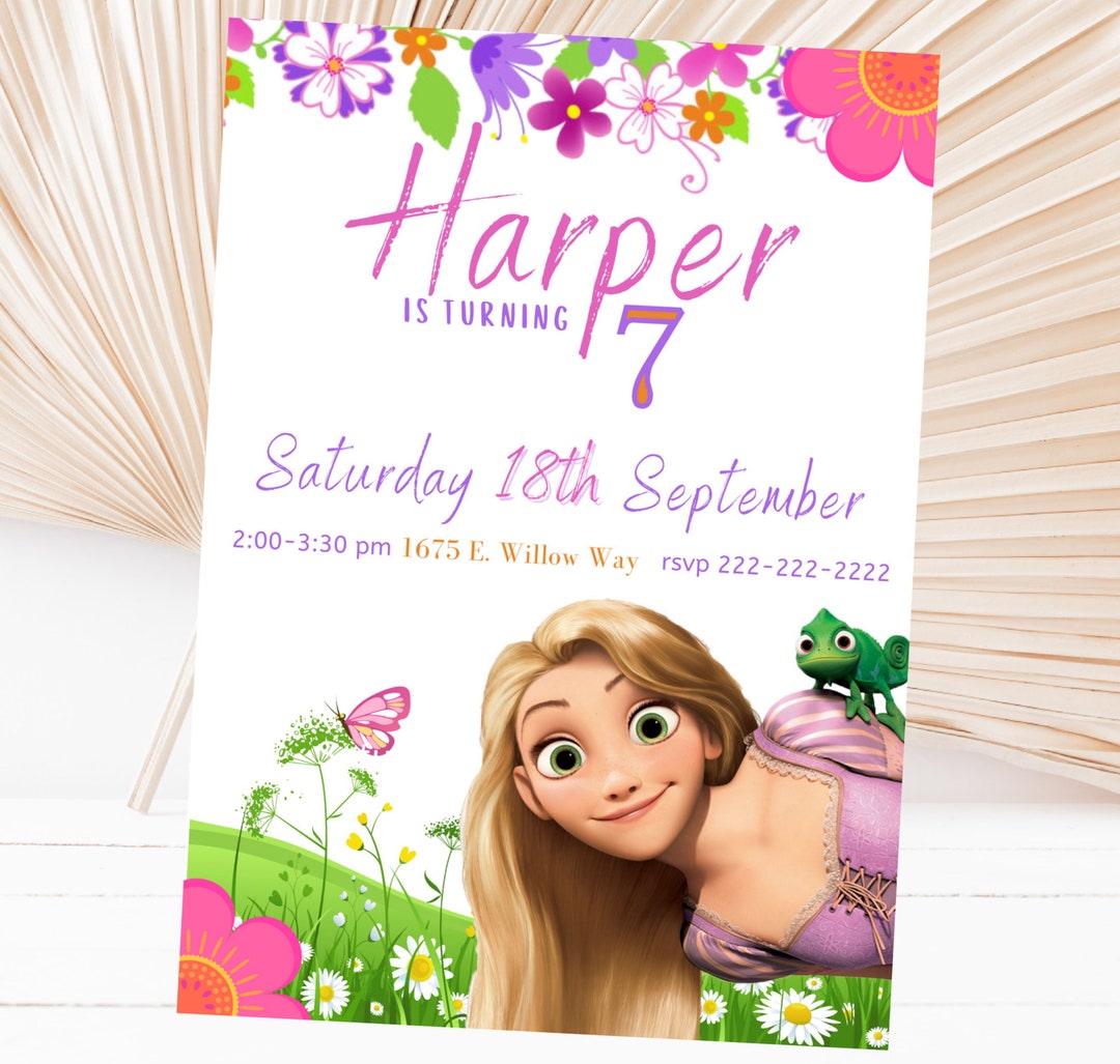 Editable Tangled Birthday Invitation, Rapunzel Invitation Template ...