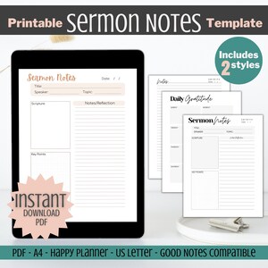 Sermon Notes Printable - Grow in Faith With Elegant Layouts for ...
