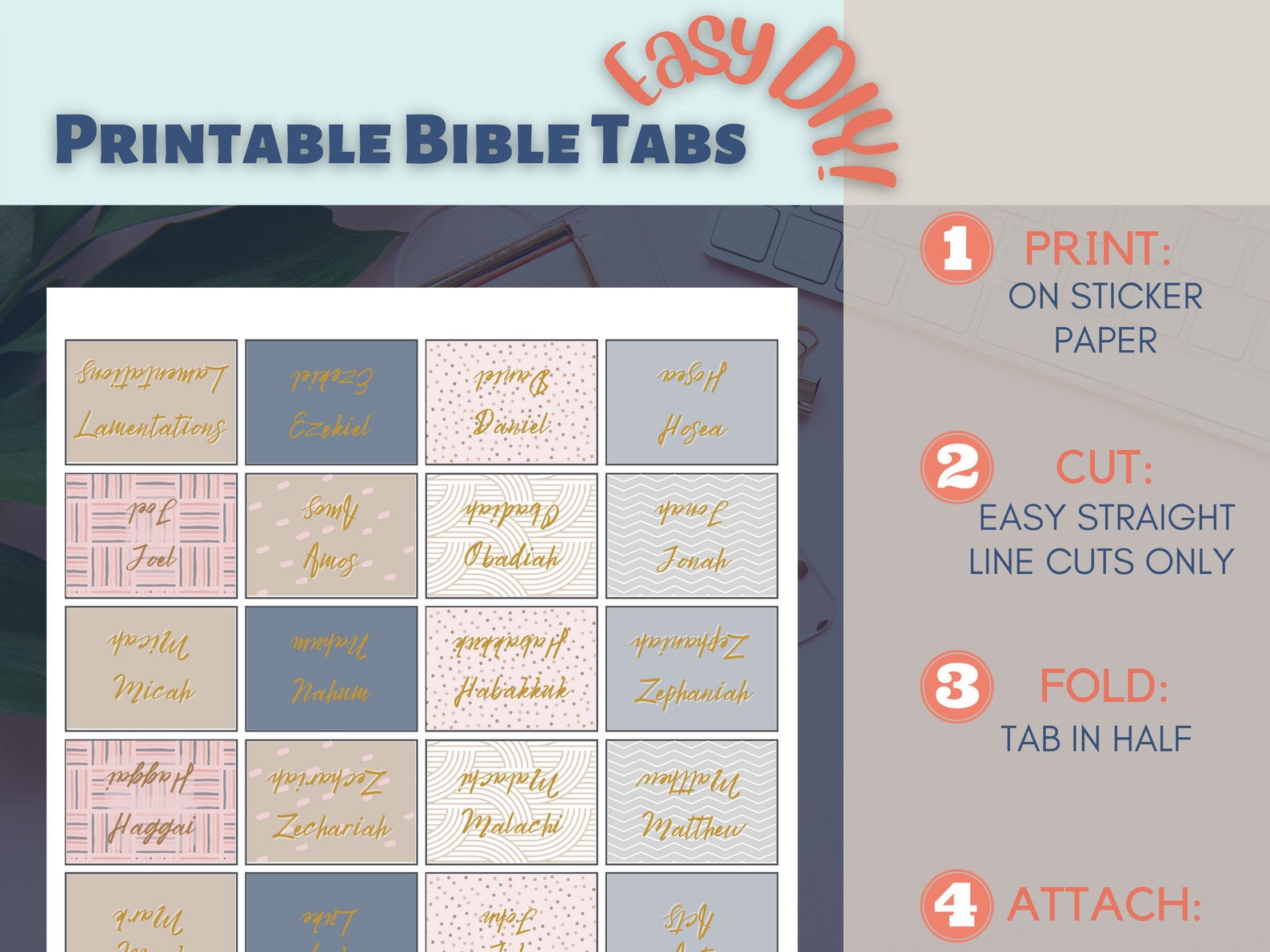 Pink Printable Bible Tabs, Bible Tabs, Bible Study Tools, Bible Journaling, Instant Download ...