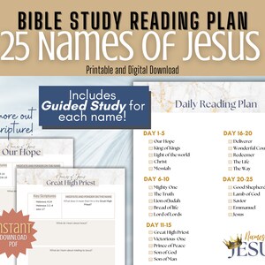 Names of Jesus Bible Study, Bible Reading Plan, Printable Guided Bible ...