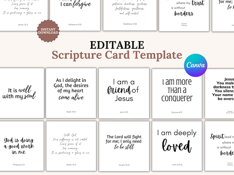Editable Scripture Cards Template Personalized Memory Verse Cards ...