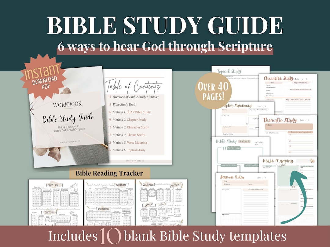 Bible Study Guide and Template Bundle, Printable Bible Study Planner ...