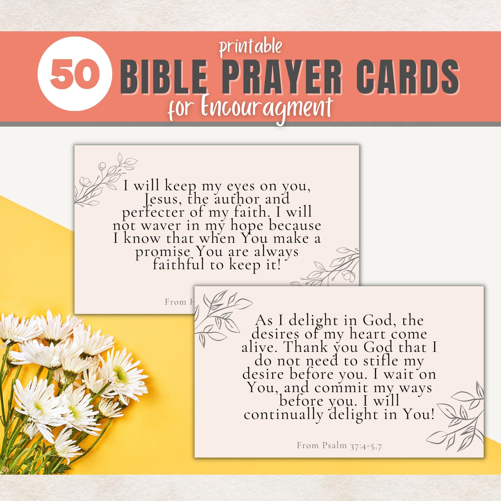 50 Uplifting Printable Prayer Cards, Bible Verse Affirmation Cards ...