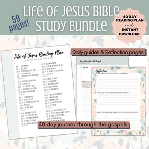 Printable Life of Jesus Bible Study and Bible Reading Tracker, Easter Study, Lent Reading Plan ...