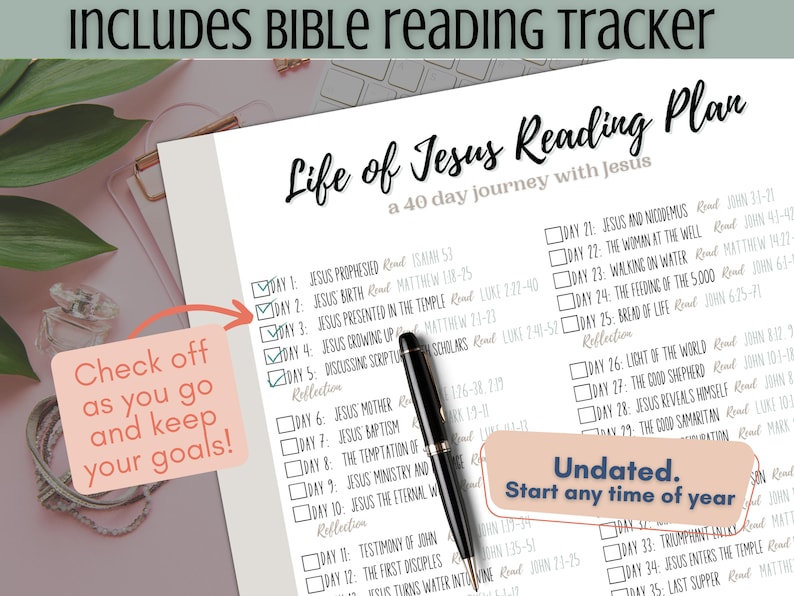 Printable Bible Study Life of Jesus Bible Reading Tracker - Etsy