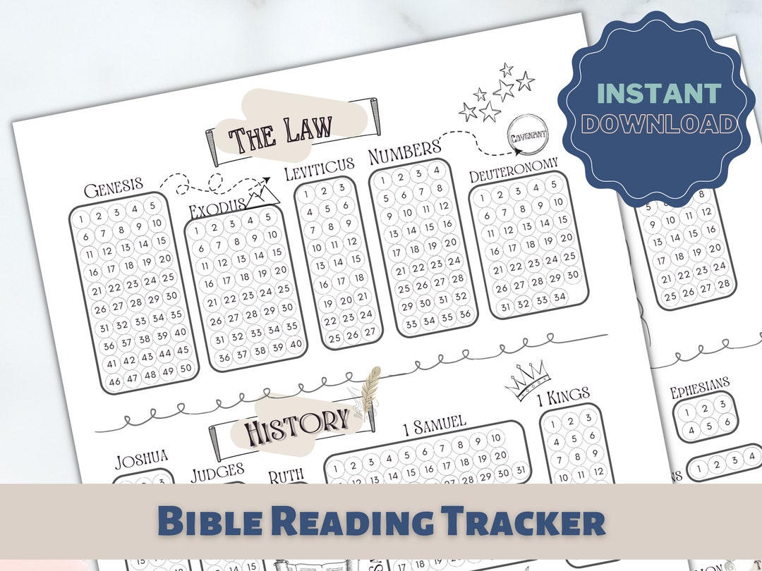Bible Reading Tracker Daily Bible Study Planner Christian Printables ...
