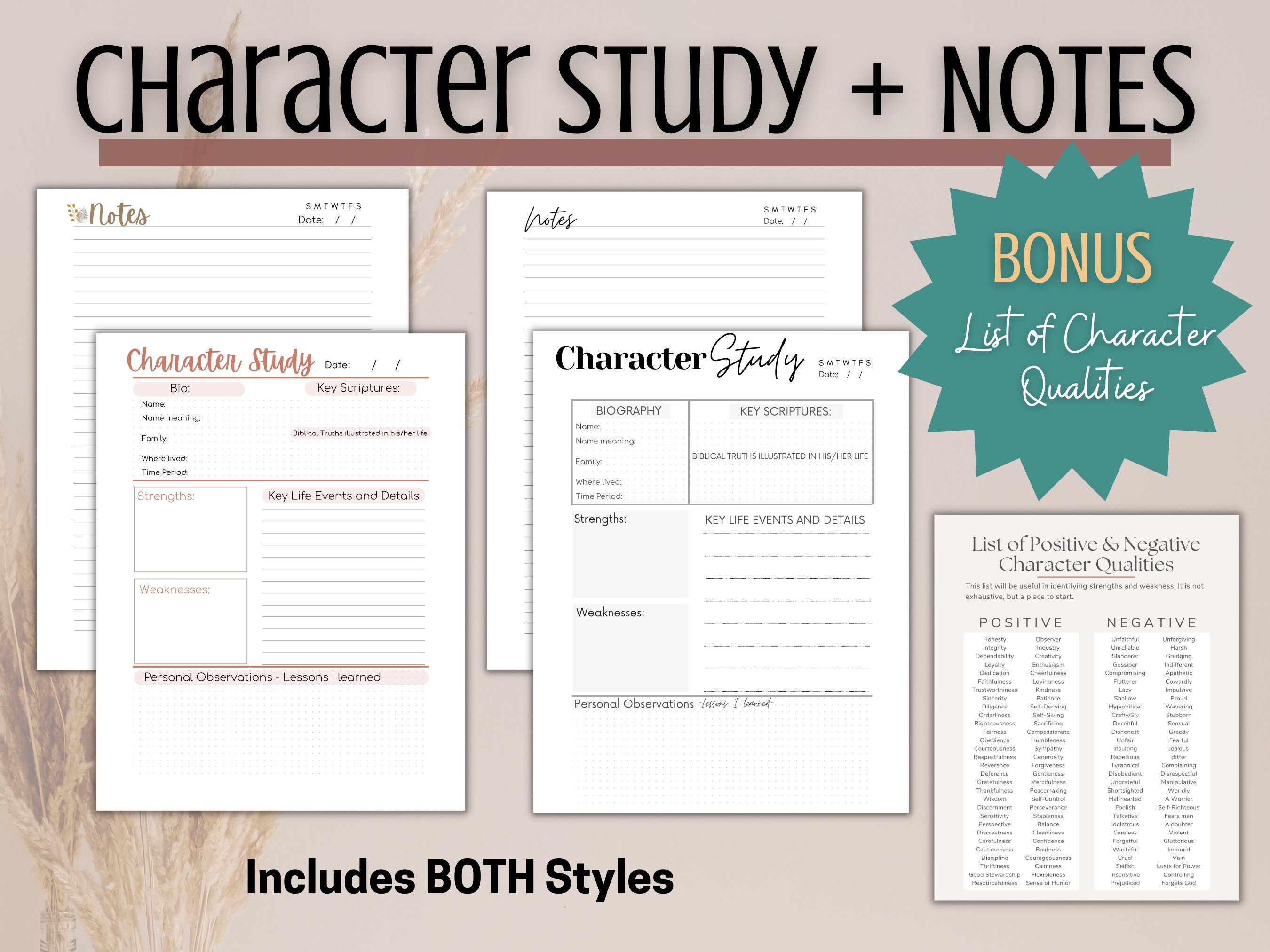 Bible study Mindful template Digital and printable bible study template