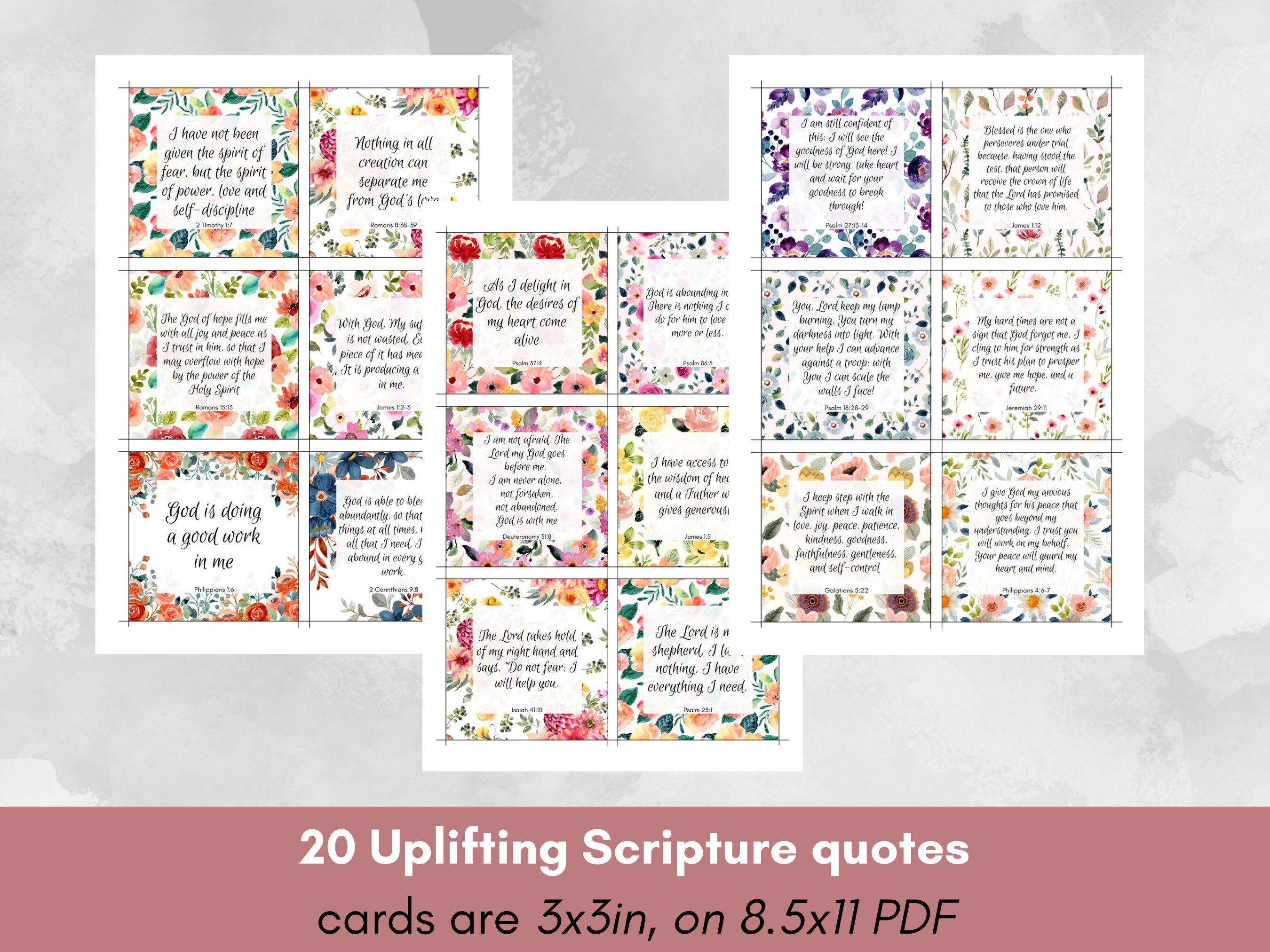 Printable Watercolor Flower Scripture cards — Mindful Templates Co