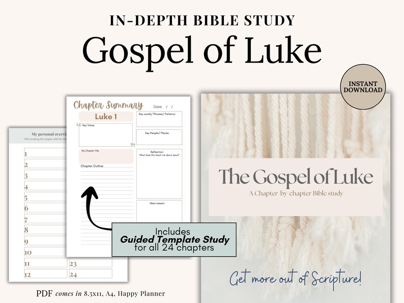 Luke Chapter Bible Study Guide Printable Template Beginner Bible Study ...