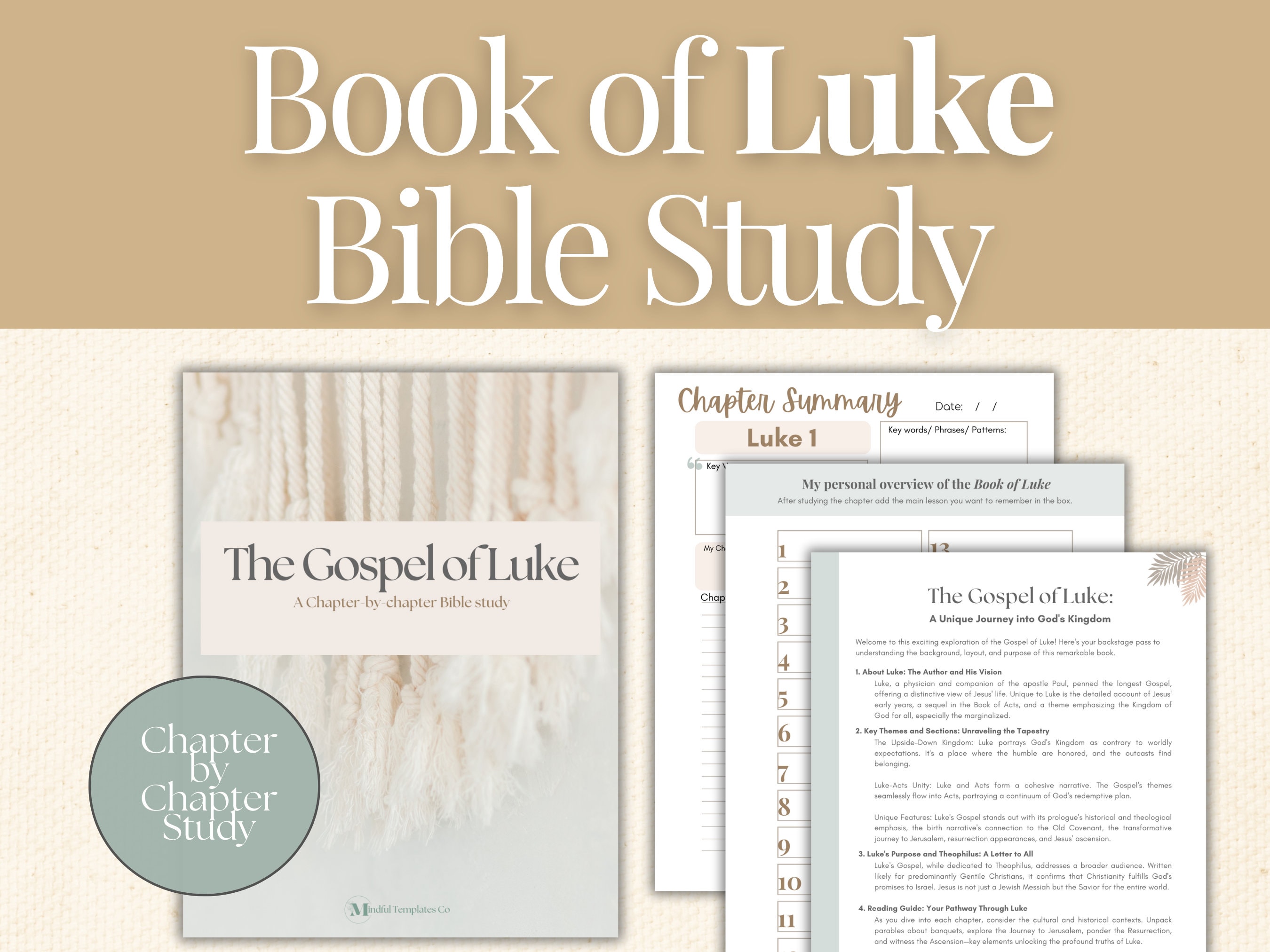 Luke Chapter Bible Study Guide Printable Template, Beginner Bible Study ...