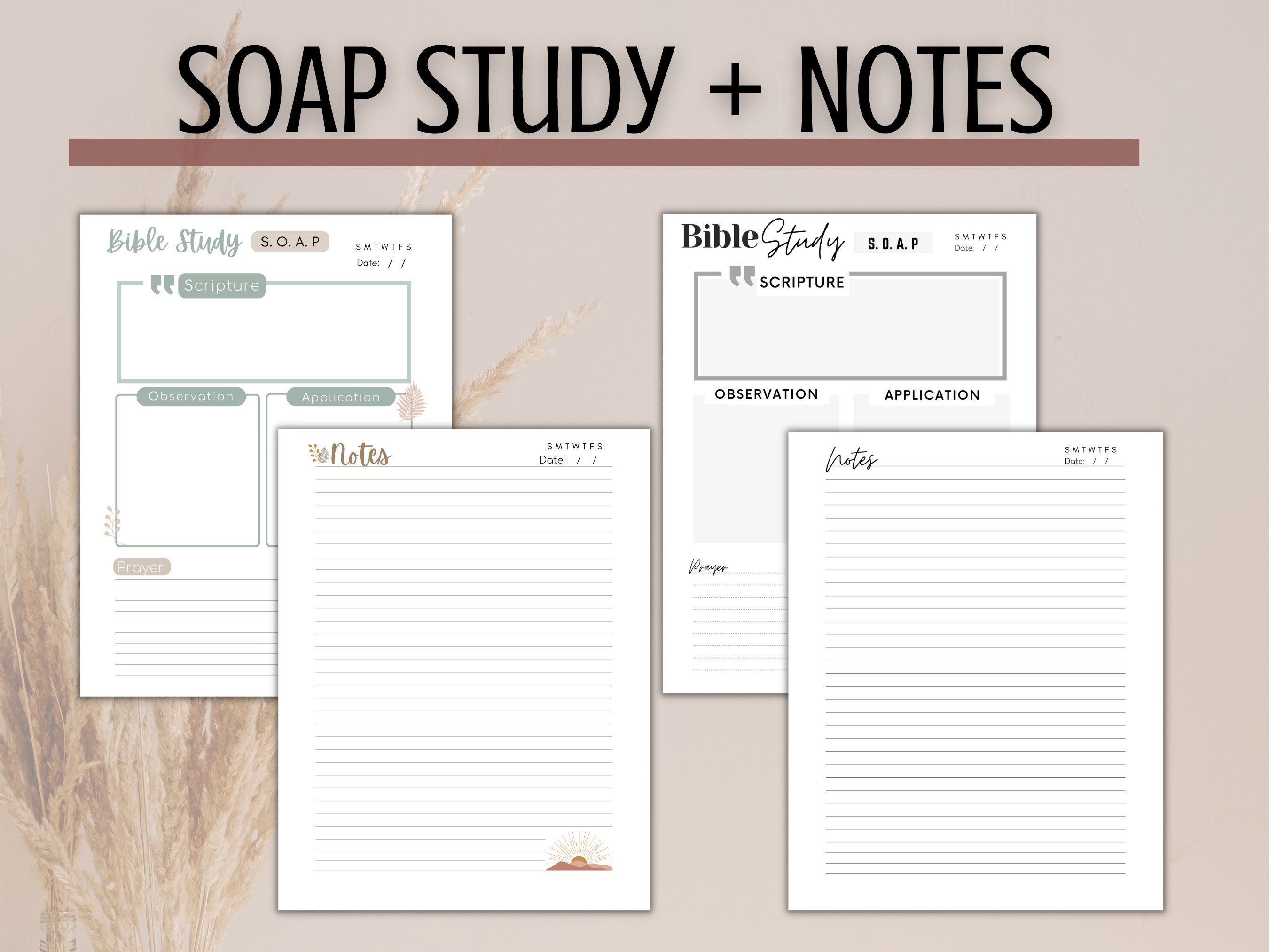 Bible study Mindful template Digital and printable bible study template