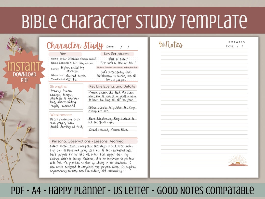 Bible Character Study Guide Printable Bible Study Template - Etsy
