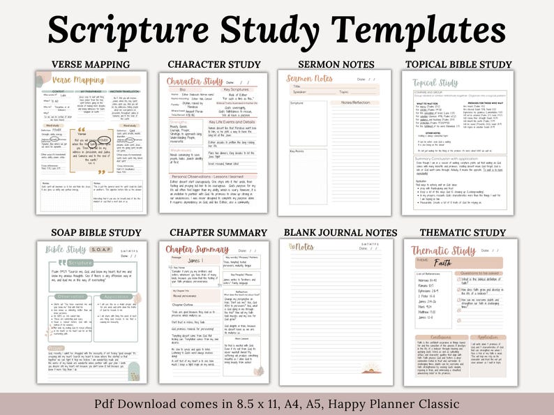 Boho Faith Planner Printable Bible Study Templates Scripture Cards ...