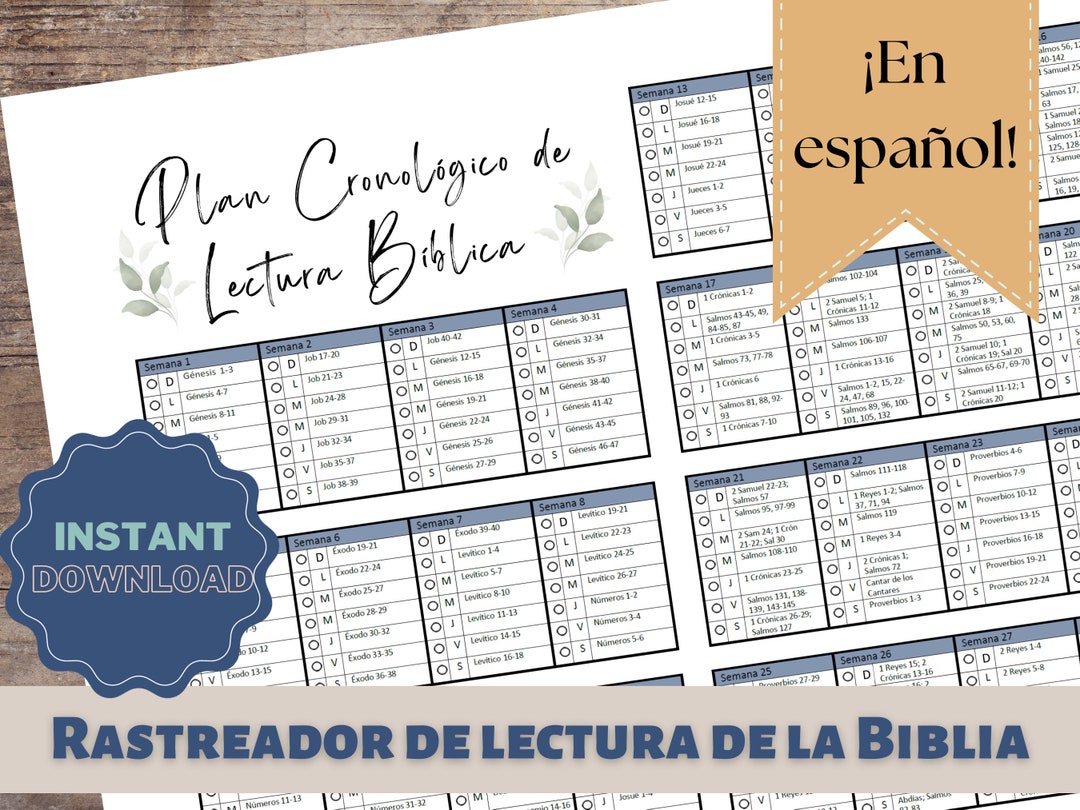 SPANISH Bible Reading Tracker Chronological Daily Study Plan Printable ...