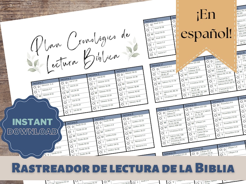SPANISH Bible Reading Tracker Chronological Daily Study Plan Printable ...