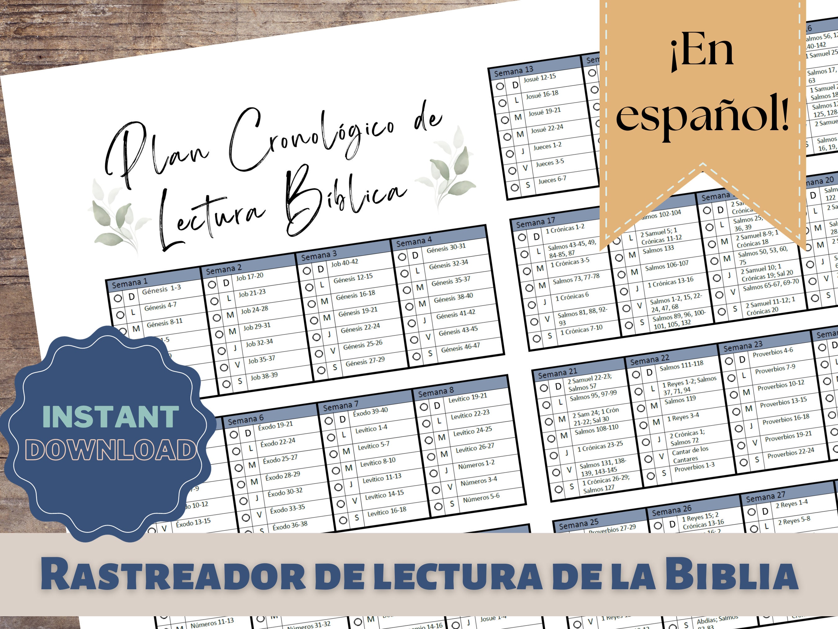 SPANISH Bible Reading Tracker Chronological Daily Study Plan Printable ...