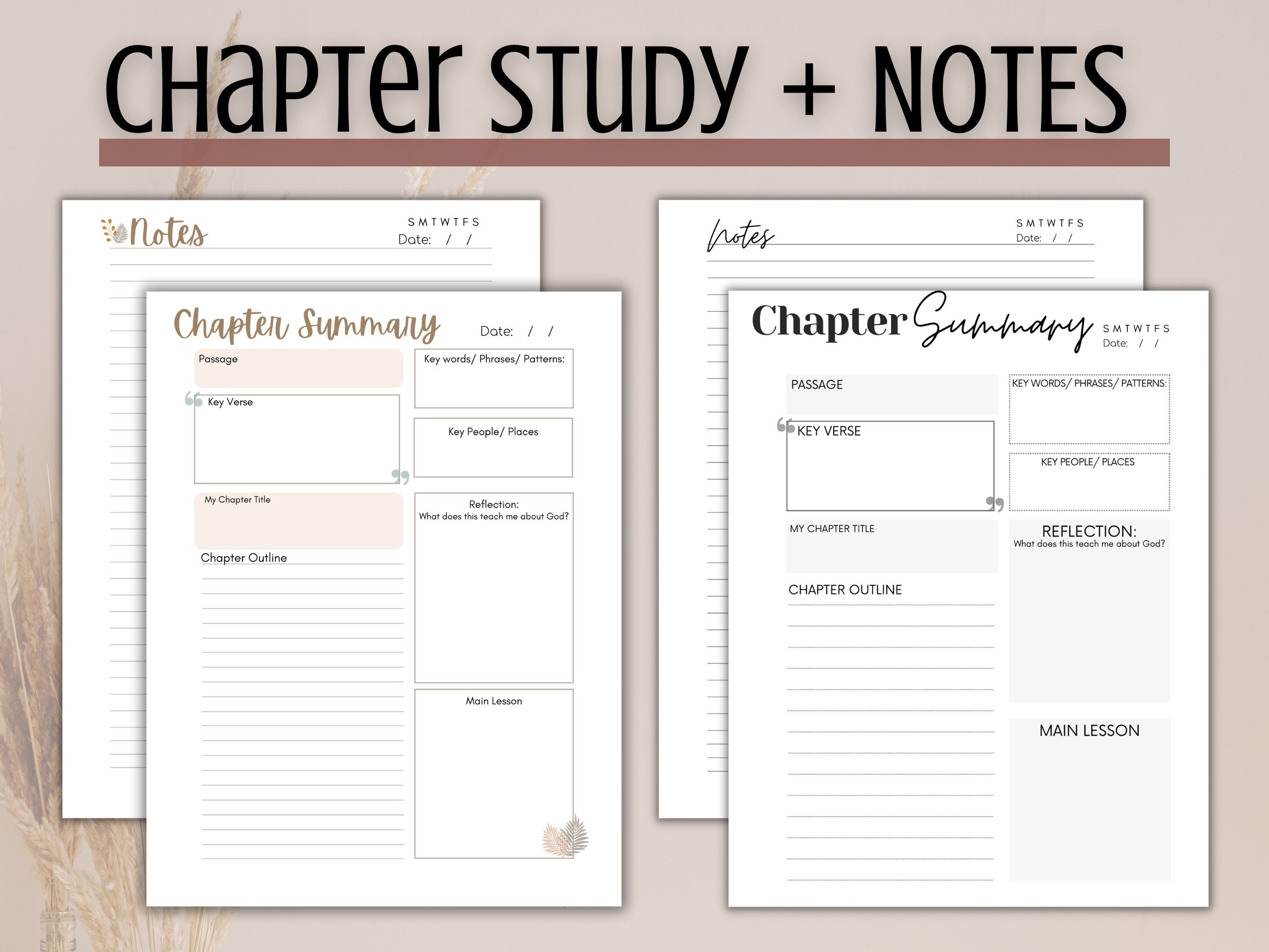 Bible study Mindful template Digital and printable bible study template