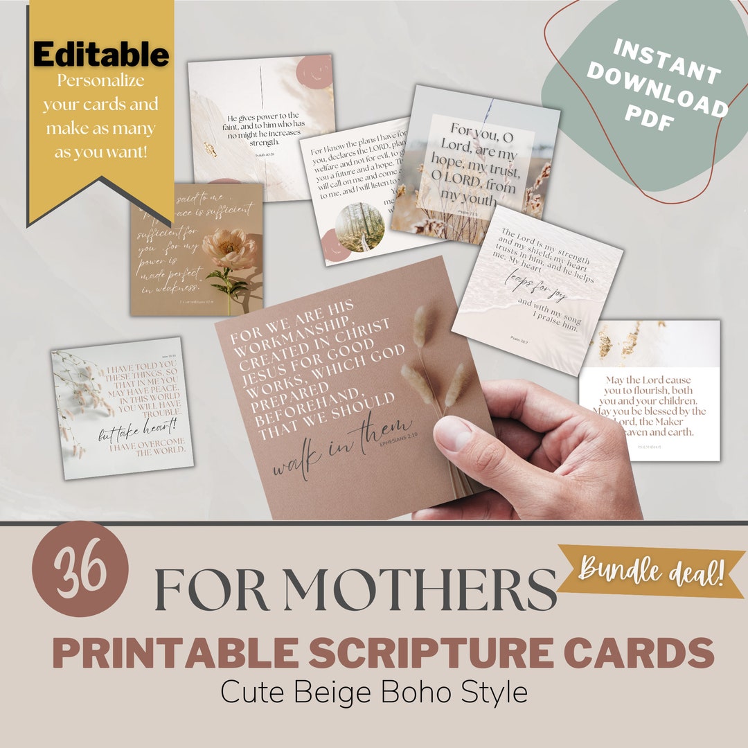 Editable and Printable Scripture Cards, Personalized Scripture Cards ...