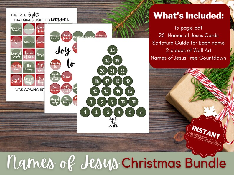 25 Names of Jesus Bundle, Advent Calendar for Kids Printable, Christmas ...