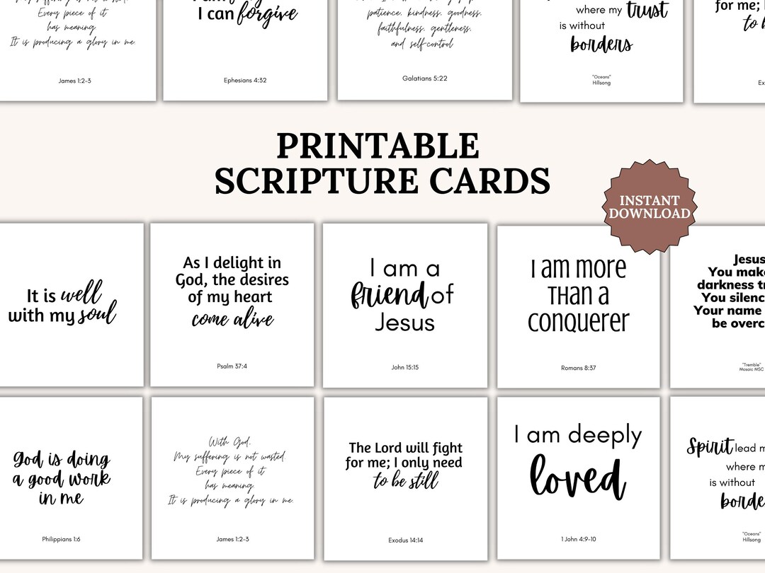Scripture Affirmation Cards Printable Encouragement Cards Prayer Cards ...