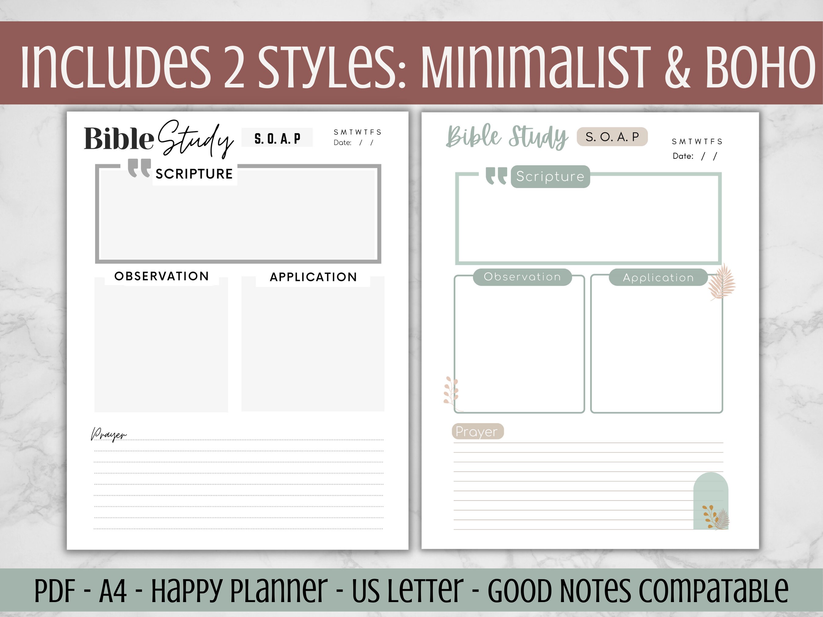 Bible study Mindful template Digital and printable bible study template
