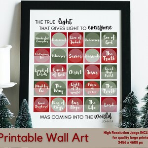 Printable Advent Calendar for Kids, 25 Names of Jesus Bundle, Christmas ...
