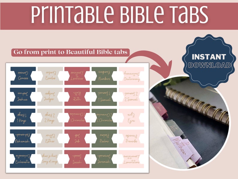 Pretty Printable Bible Tabs Bible Tabs Bible Study Tools - Etsy
