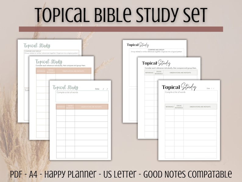 Topical Bible Study Template & Guide Daily Devotional - Etsy