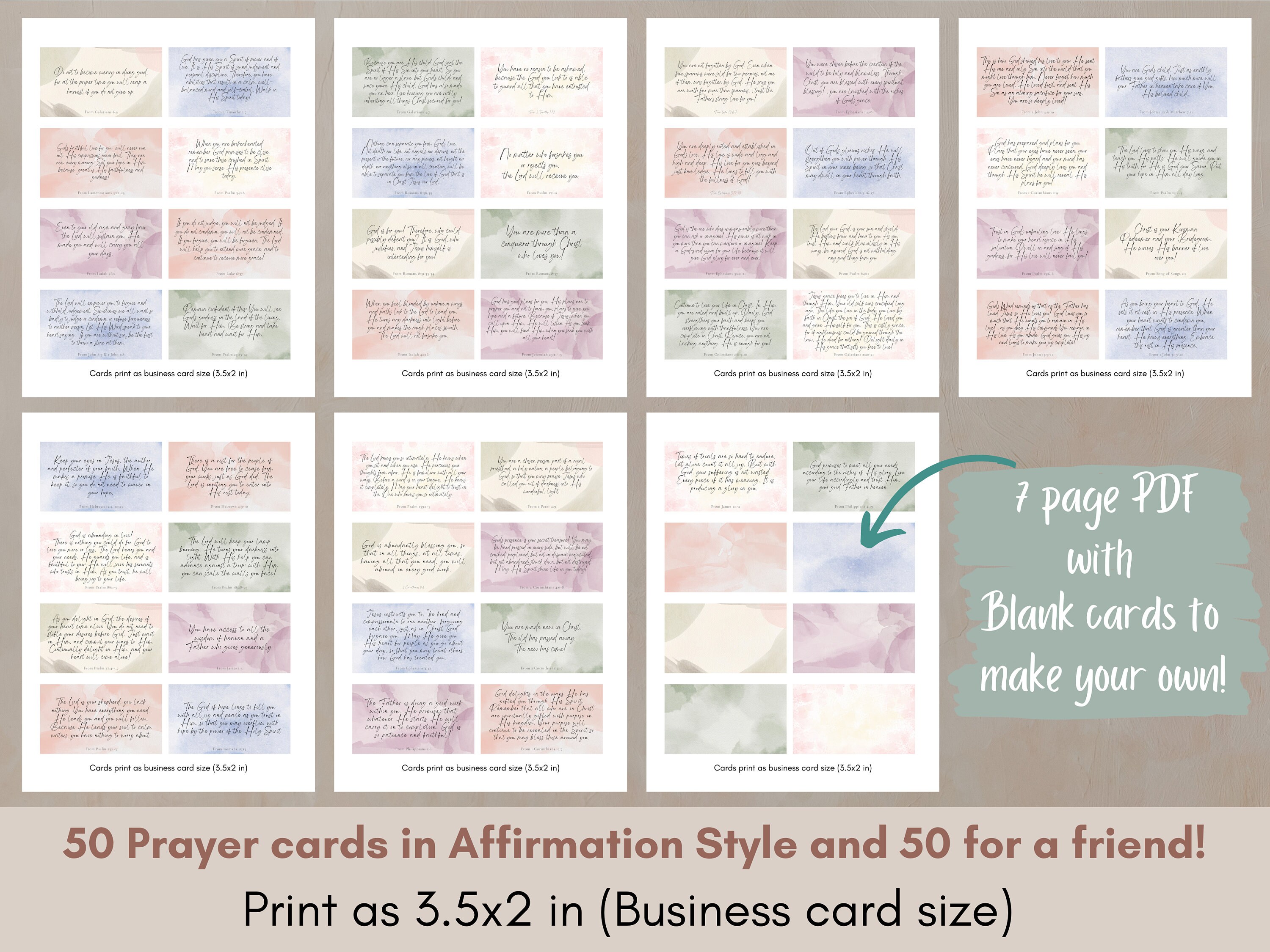 50 Uplifting Printable Prayer Cards, Bible Verse Affirmation Cards ...