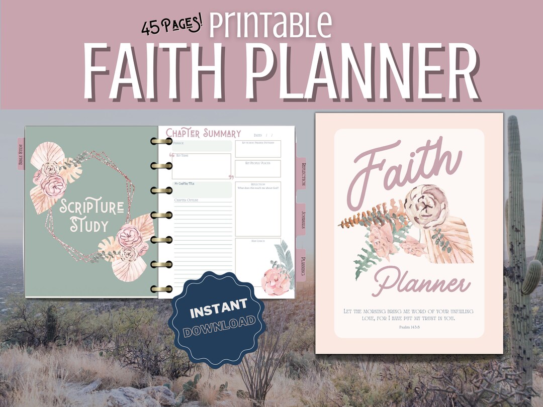 Printable Bible Study Faith Planner, Boho Desert Bible Journal ...