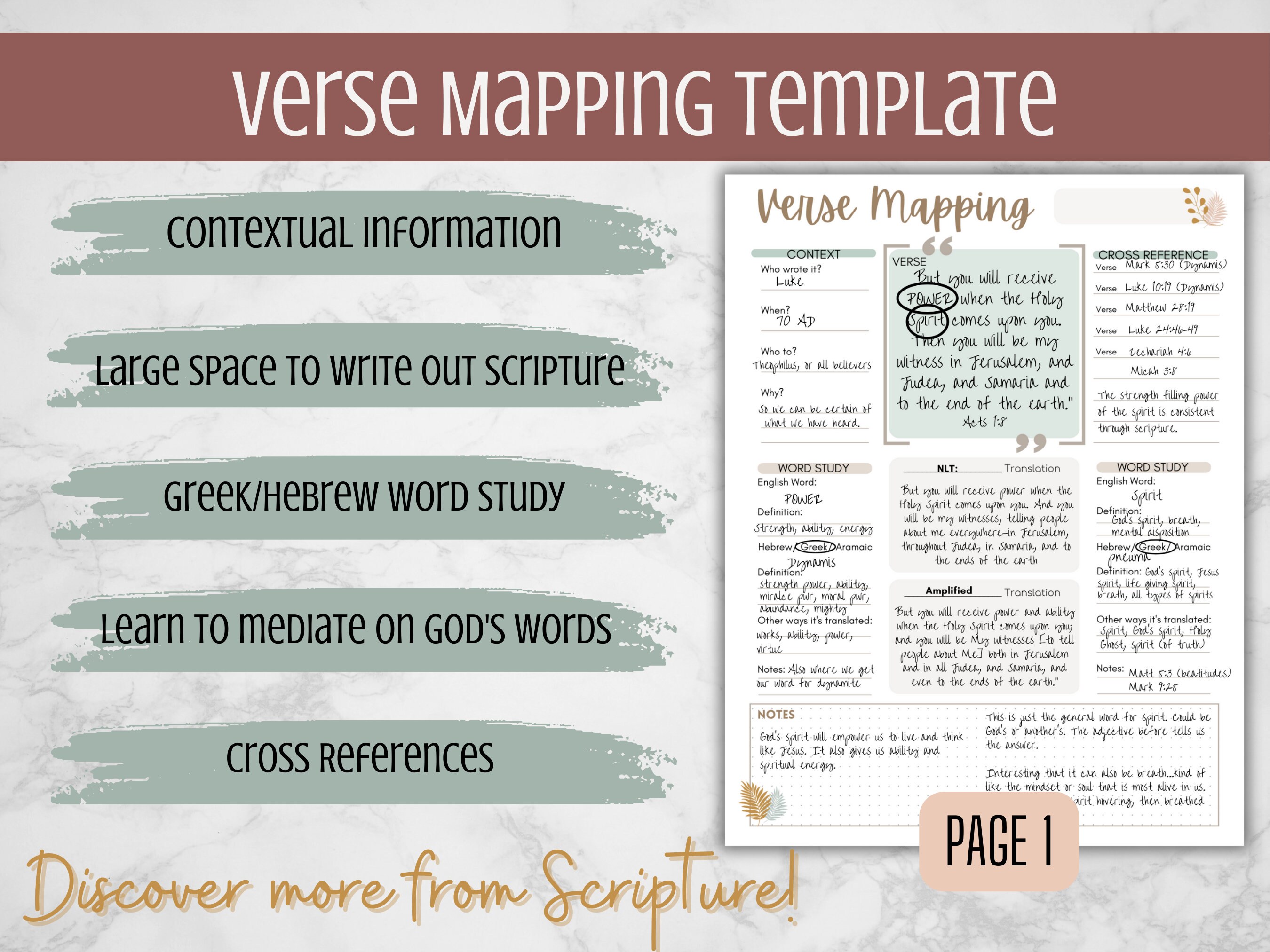 Bible study Mindful template Digital and printable bible study template