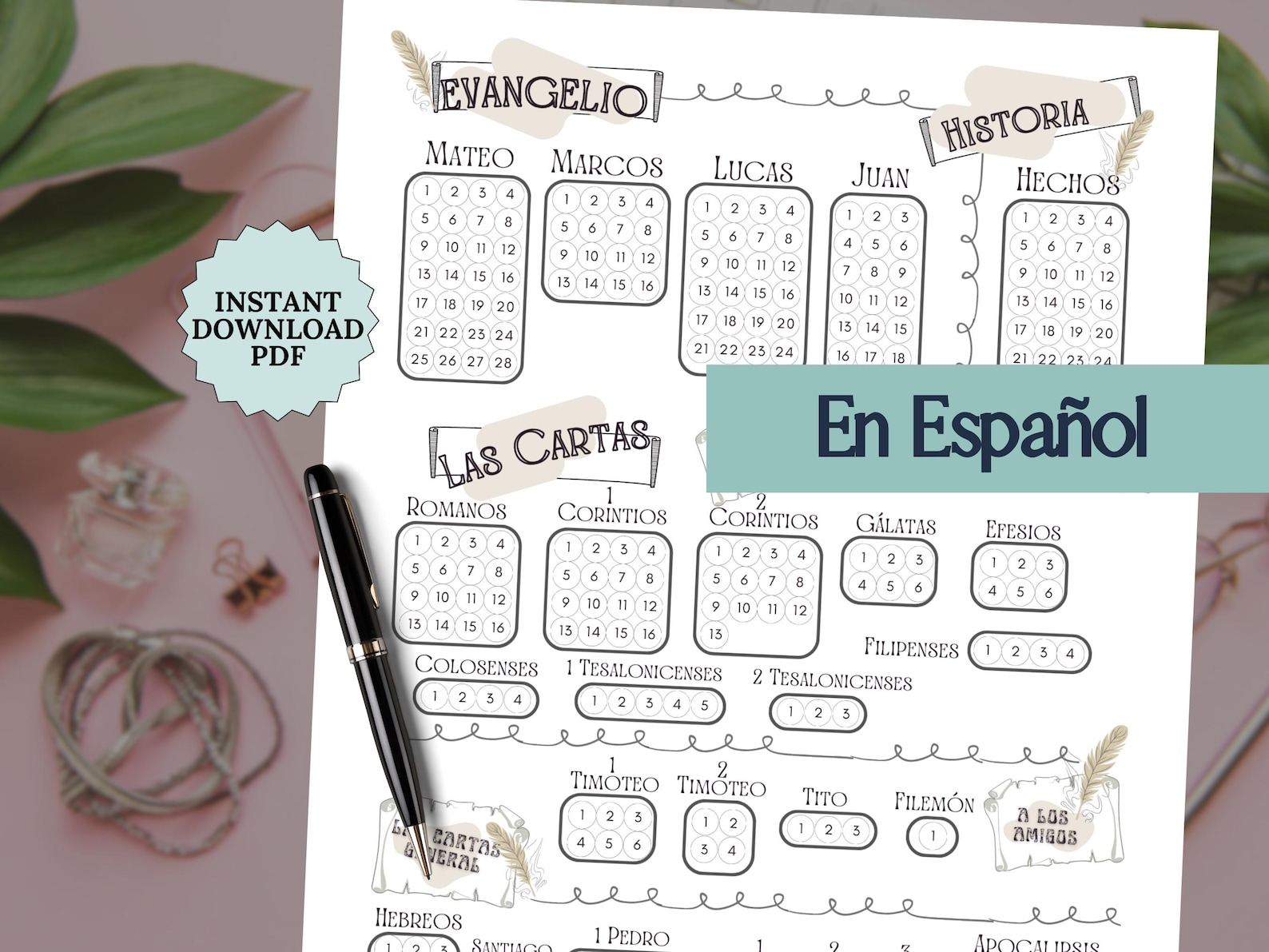 Bible Reading Tracker En Espanol Daily Bible Study Planner Christian ...