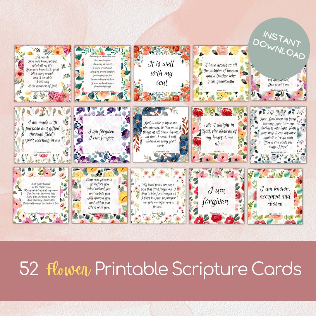 Printable Scripture Cards, Encouragement Cards, Prayer Cards, Bible ...