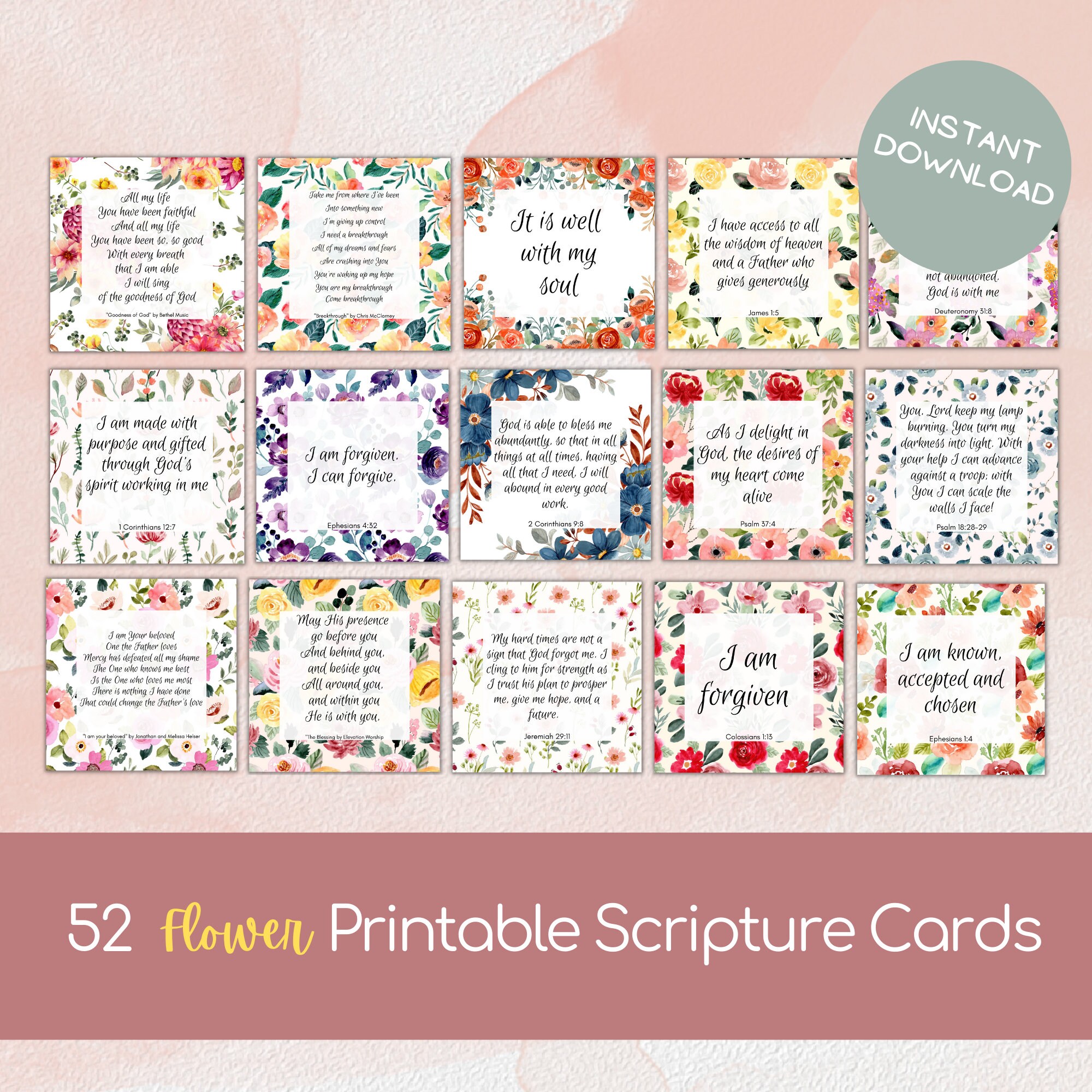 Printable Scripture Cards, Encouragement Cards, Prayer Cards, Bible ...