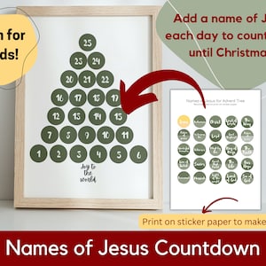25 Names of Jesus Bundle, Advent Calendar Printable, Christmas Wall Art ...