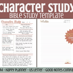 Bible Character Study Guide, Printable Bible Study Template Daily ...