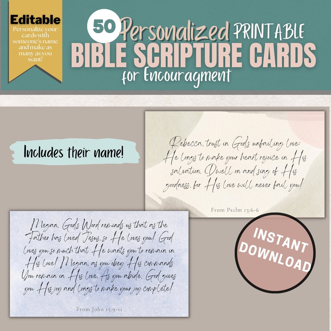 Personalized Scripture Cards Template, Printable Prayer Cards, Bible ...