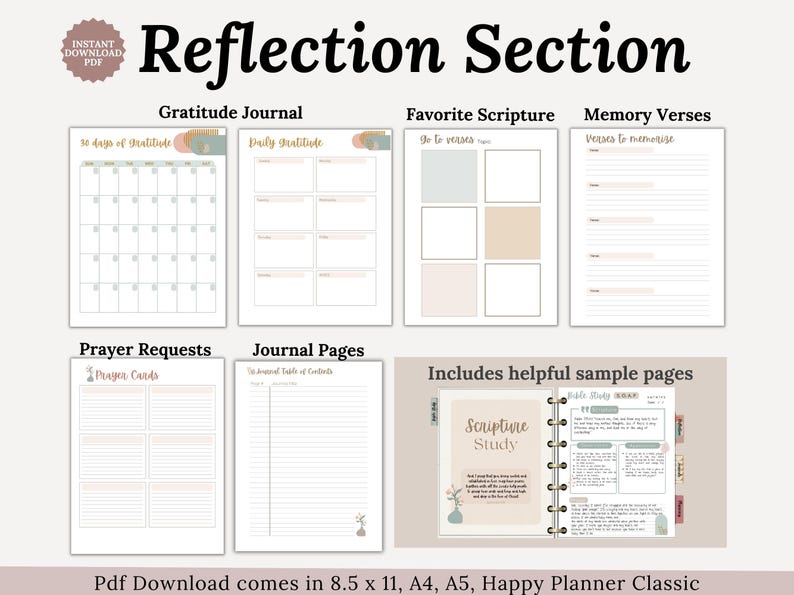 Boho Faith Planner Printable Bible Study Templates Scripture Cards ...