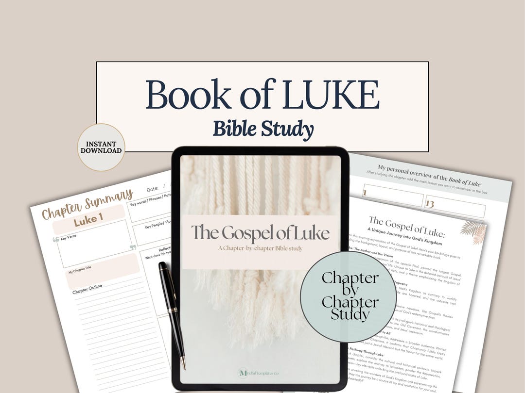 Luke Chapter Bible Study Guide Printable Template Beginner Bible Study Journal Printable Bible ...
