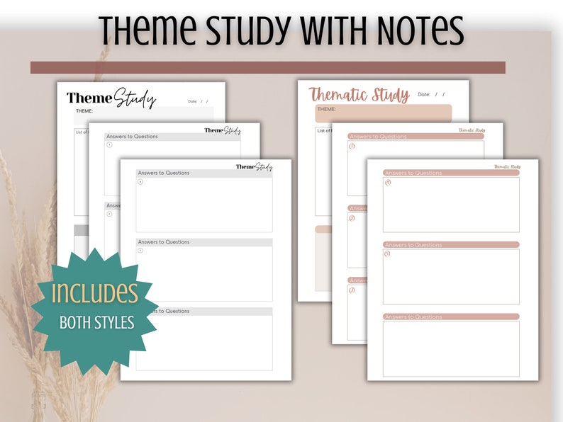 Thematic Bible Study Guide and Template Set Printable & Digital ...