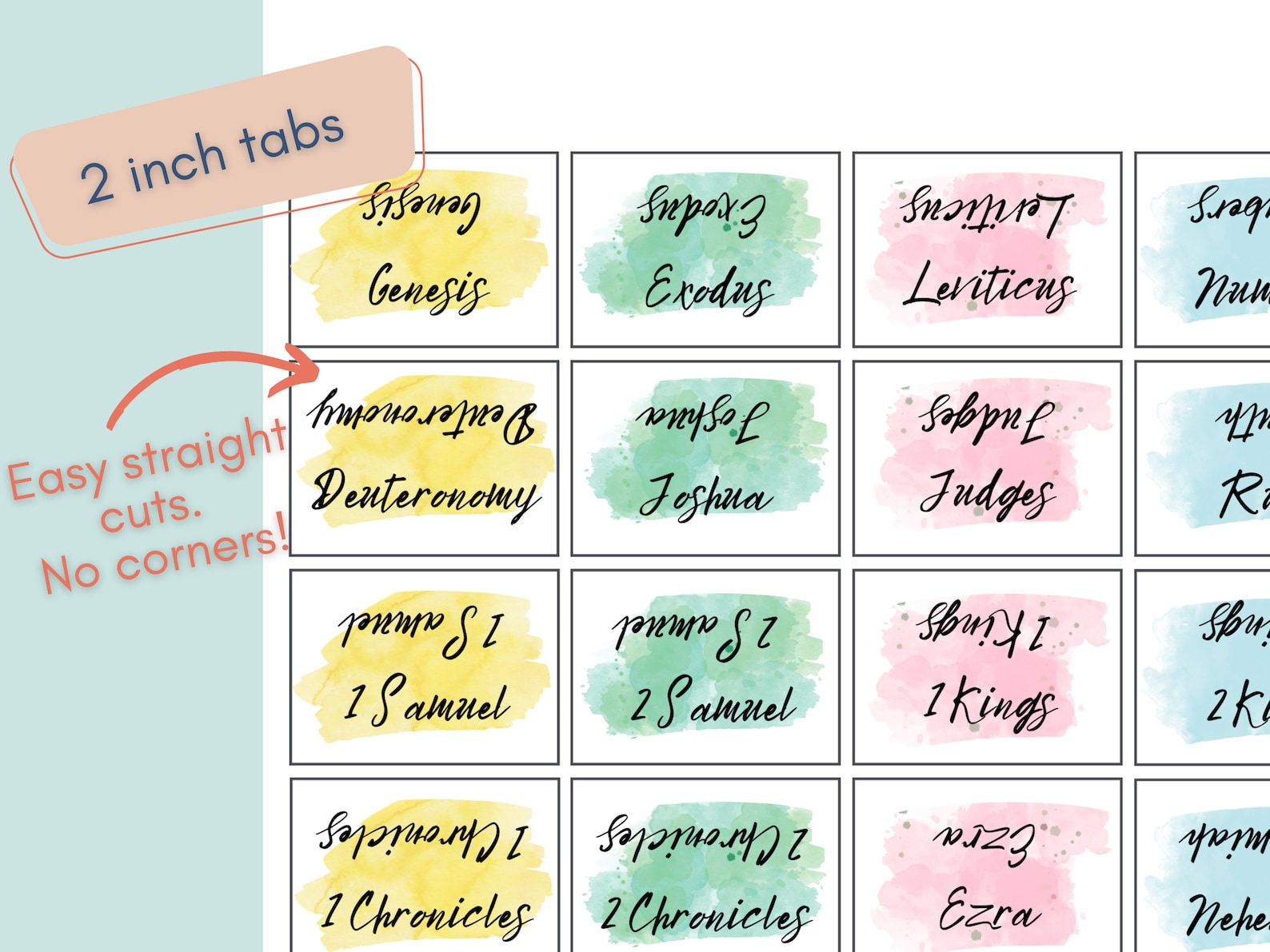 Printable Bible Tabs, Watercolor Bible Tabs, Bible Study Tools, Bible ...