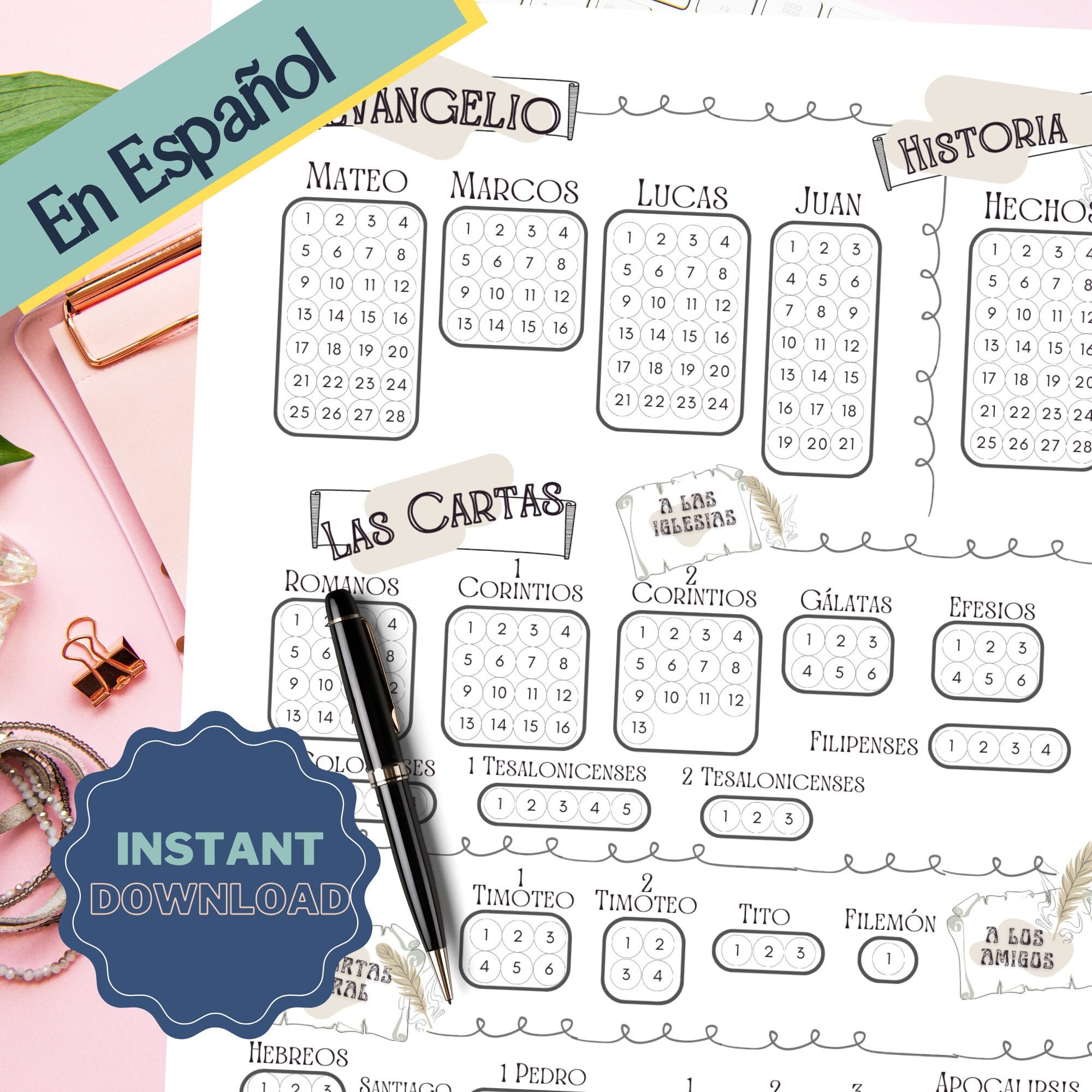 Bible Reading Tracker En Espanol, Daily Bible Study Planner, Christian ...