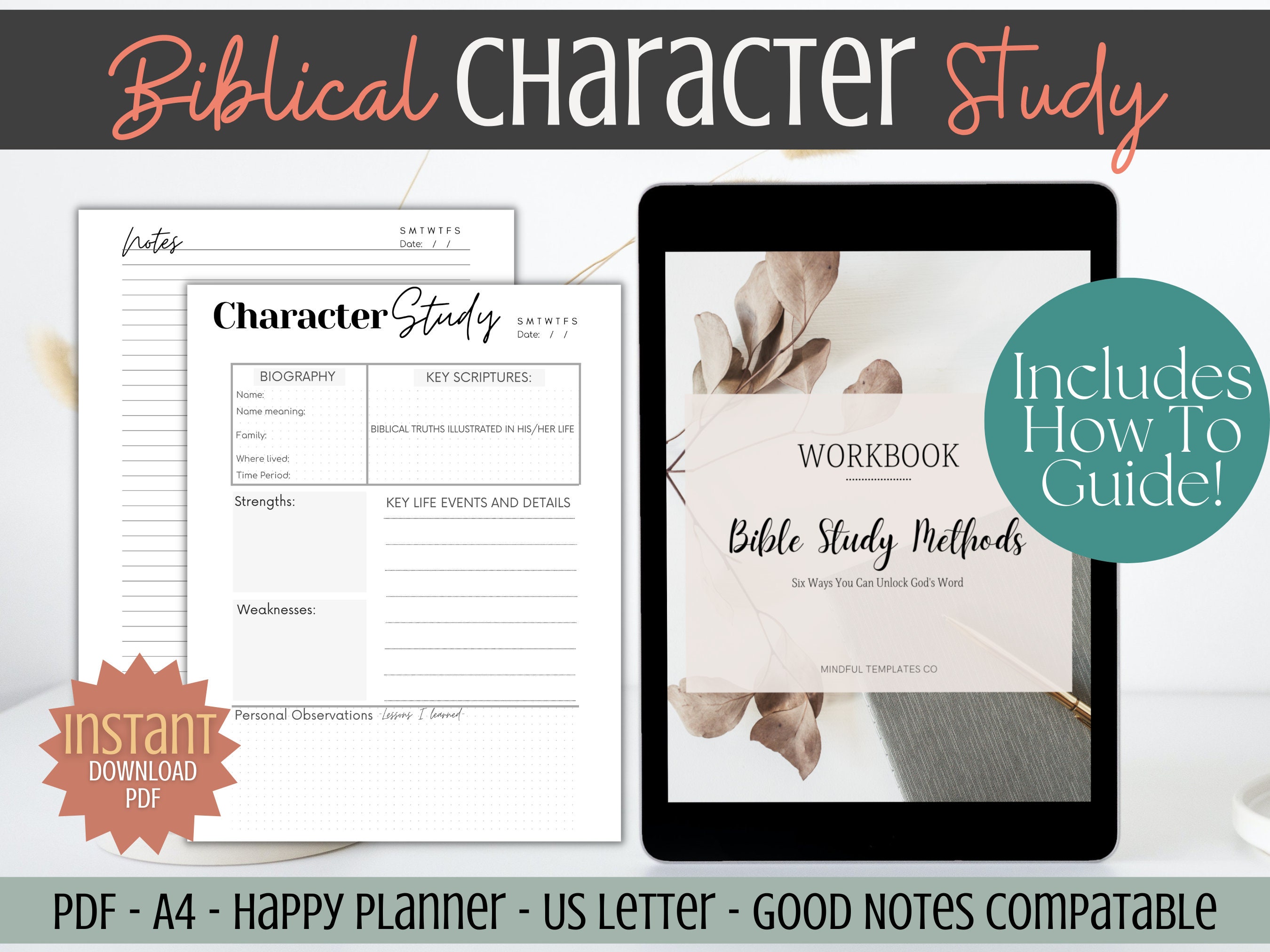 Bible study Mindful template Digital and printable bible study template