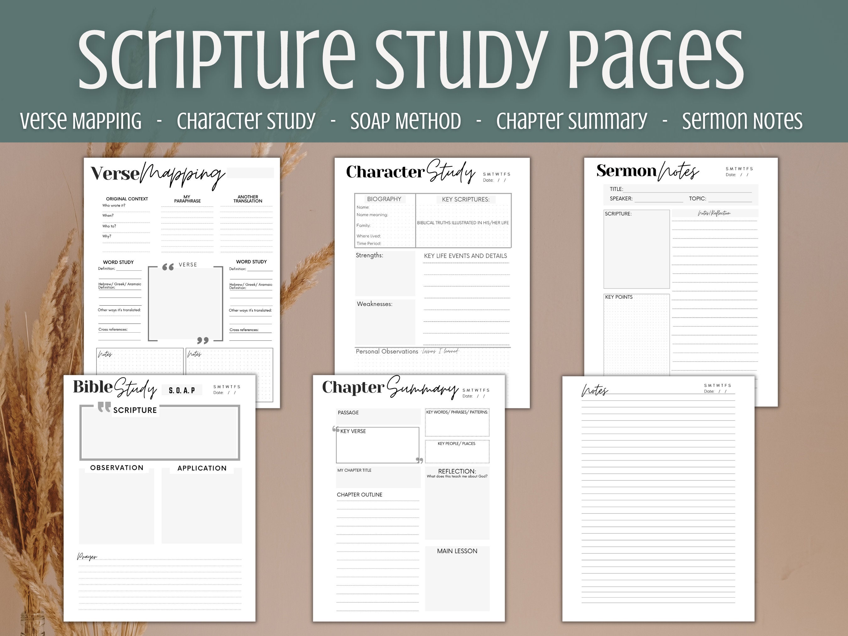 Bible study Mindful template Digital and printable bible study template