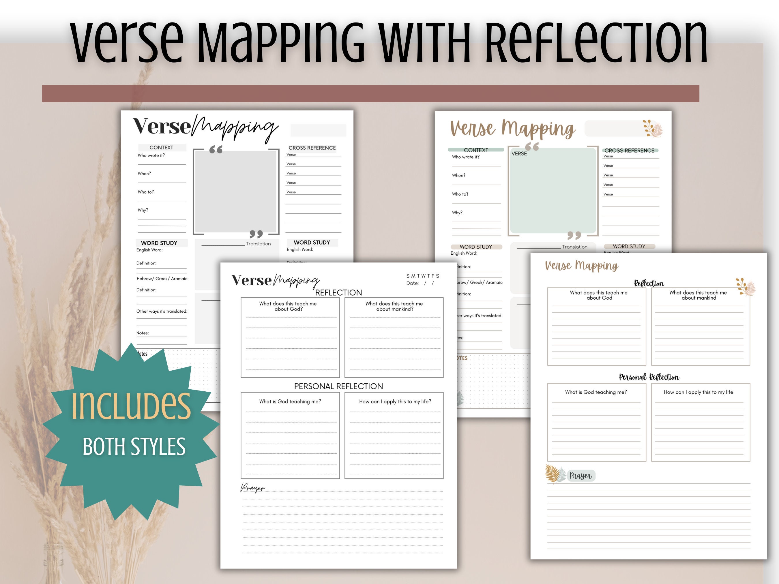 Bible study Mindful template Digital and printable bible study template