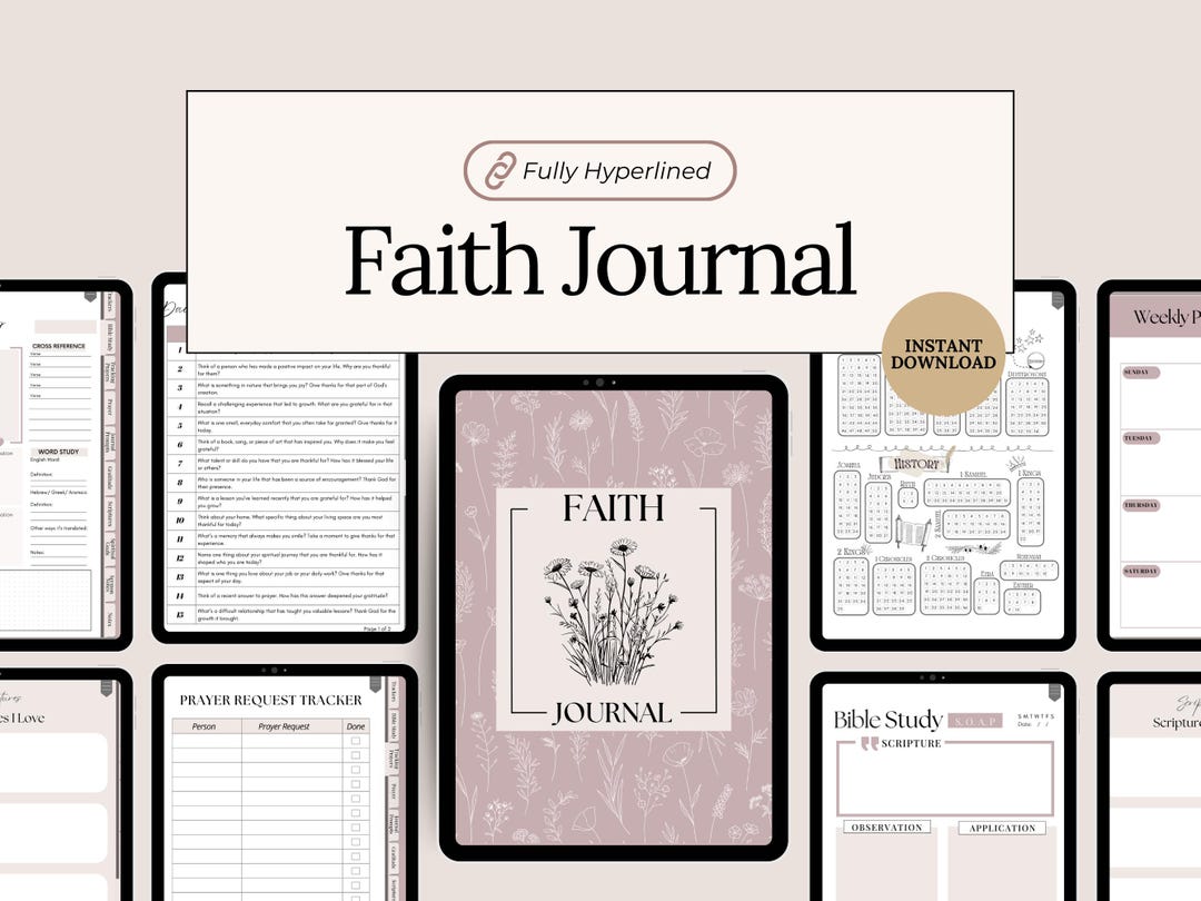 Digital Faith Journal for Women Hyperlinked Guided Prayer Planner ...