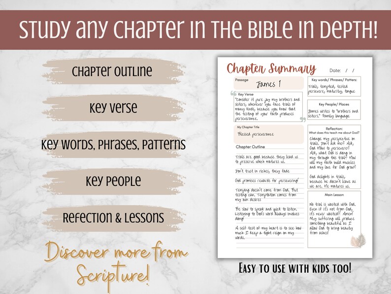 Chapter-by-chapter Bible Study Template & Guide Printable Digital Devotional Tool Boho and ...