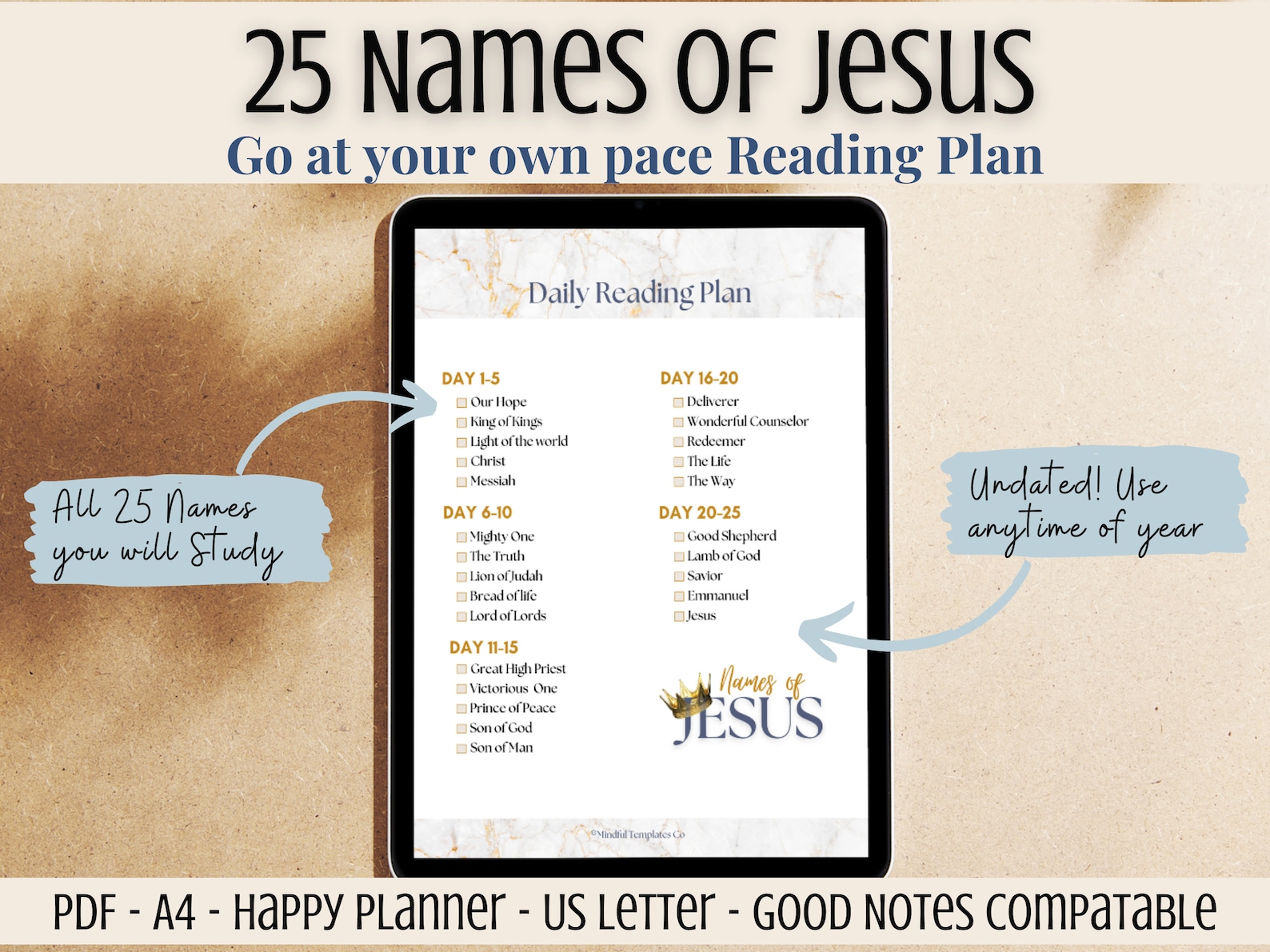 Names of Jesus Bible Study, Bible Reading Plan, Printable Guided Bible ...