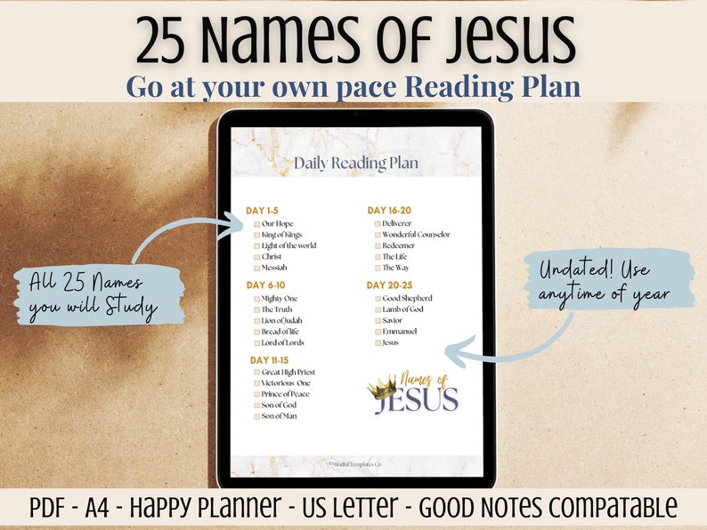 Names of Jesus Bible Study, Bible Reading Plan, Printable Guided Bible ...
